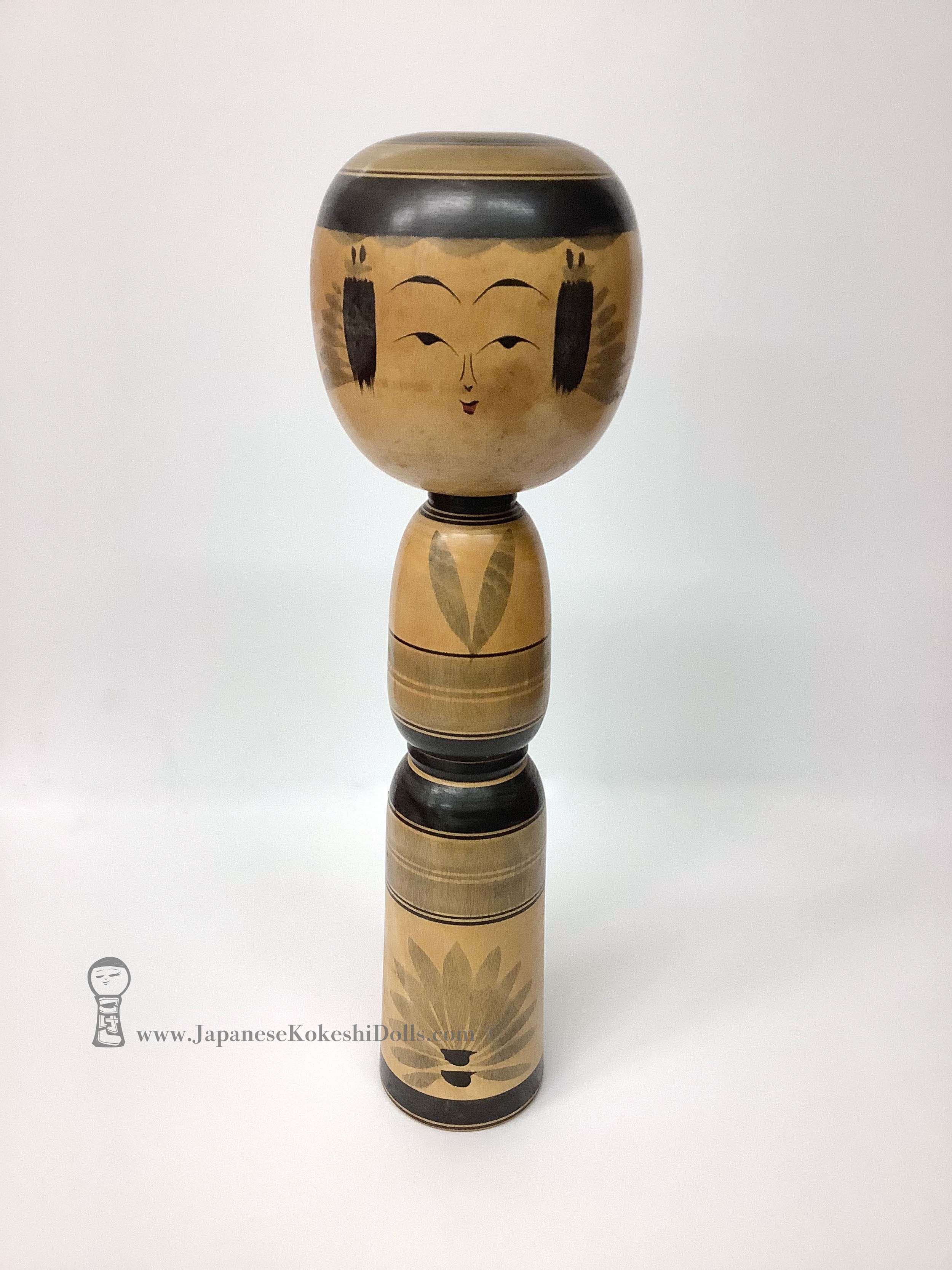 All Black Traditional Kokeshi by Tatsuo Sato. RARE ...